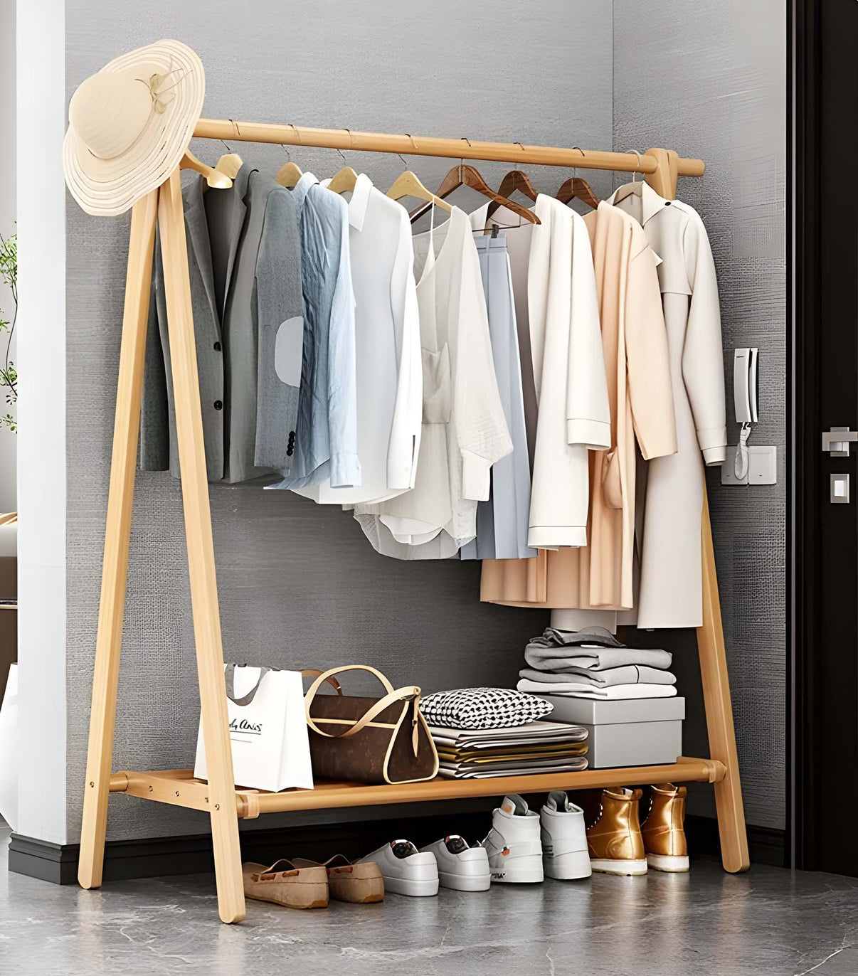 Ultra Storage: Solid Wood Clothes Rack for Efficient Organization ...