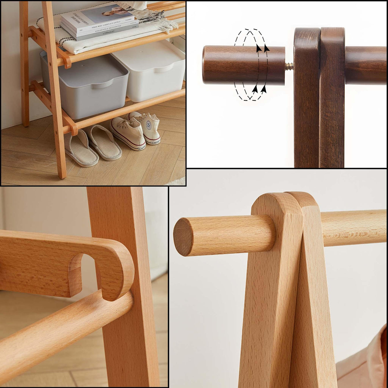 Ultra Storage: Solid Wood Clothes Rack for Efficient Organization ...