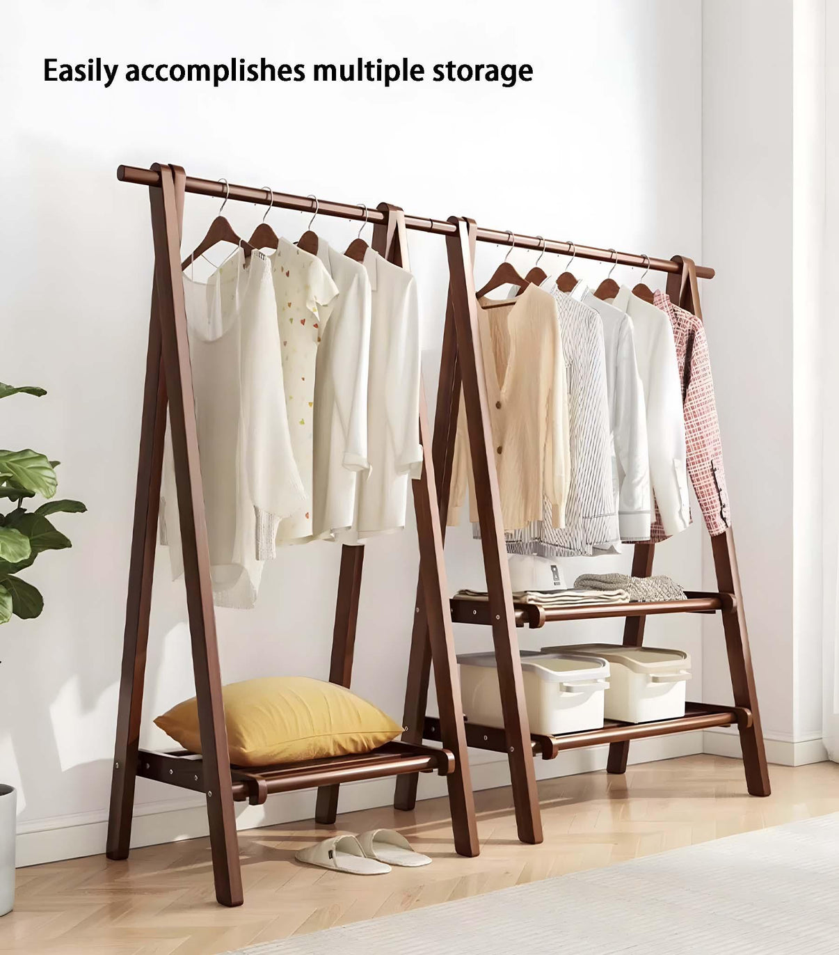 Ultra Storage: Solid Wood Clothes Rack for Efficient Organization ...
