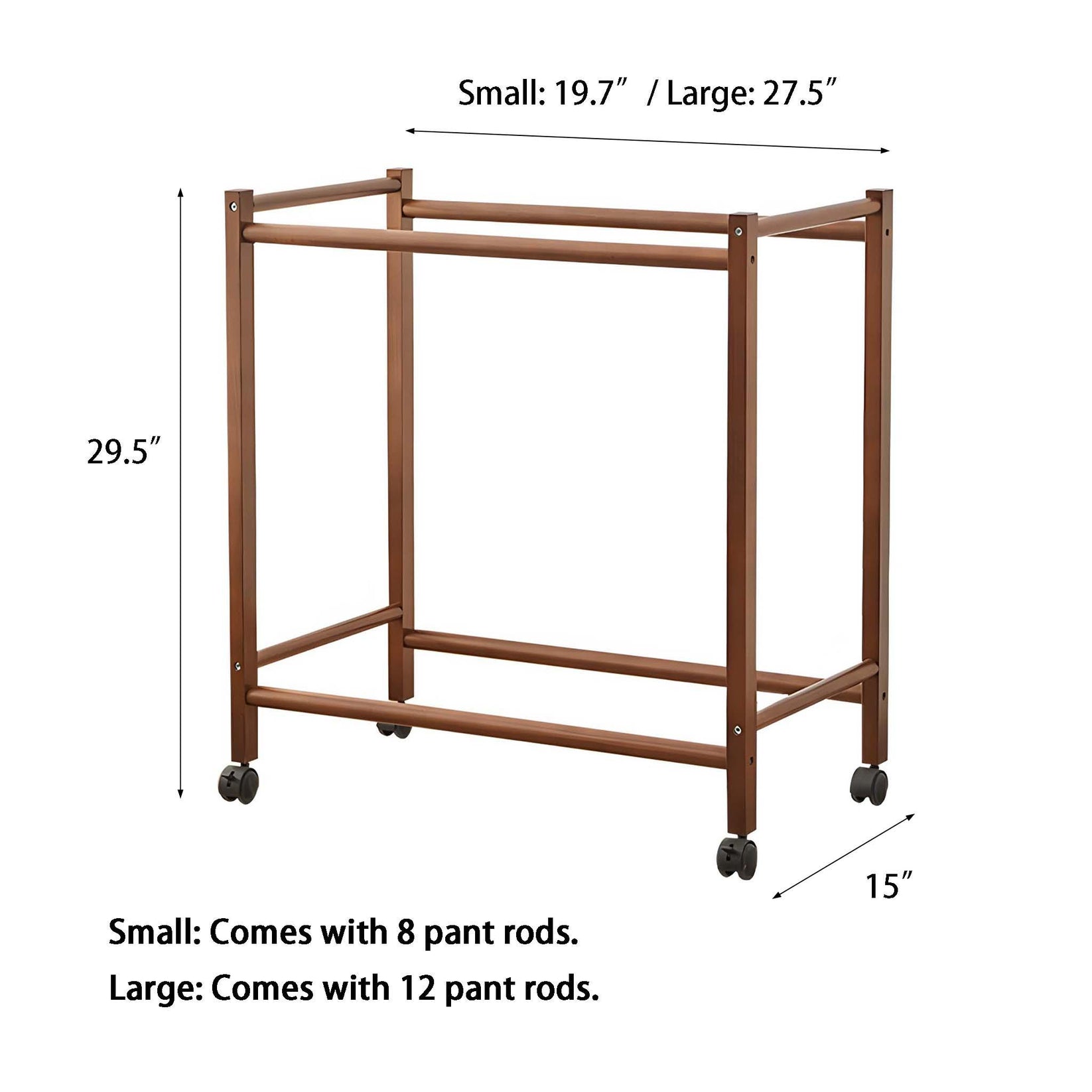 Solid Wood Rolling Pants Trolley: 12-Hanger Closet Organizer – Savor Cozy