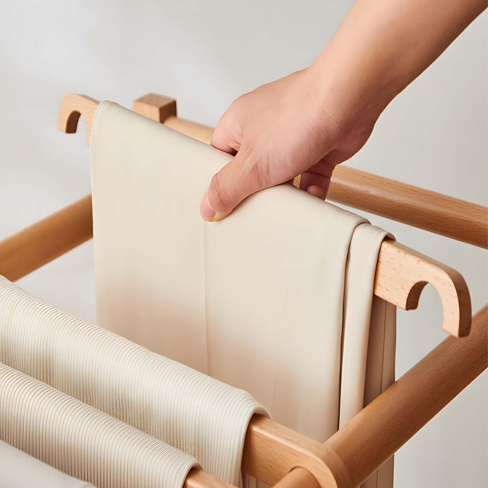 Solid Wood Rolling Pants Trolley: 12-Hanger Closet Organizer – Savor Cozy