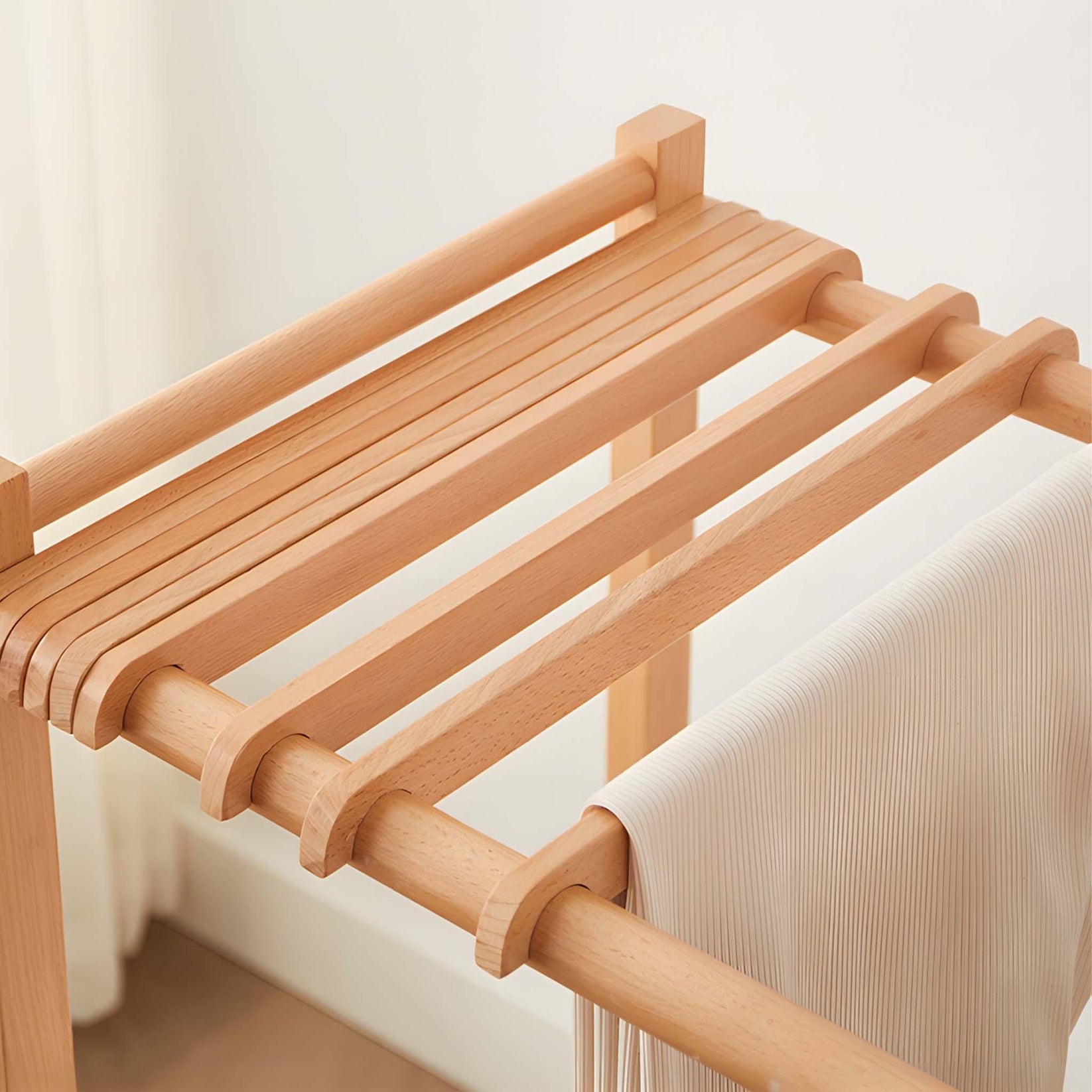 Solid Wood Rolling Pants Trolley: 12-Hanger Closet Organizer – Savor Cozy