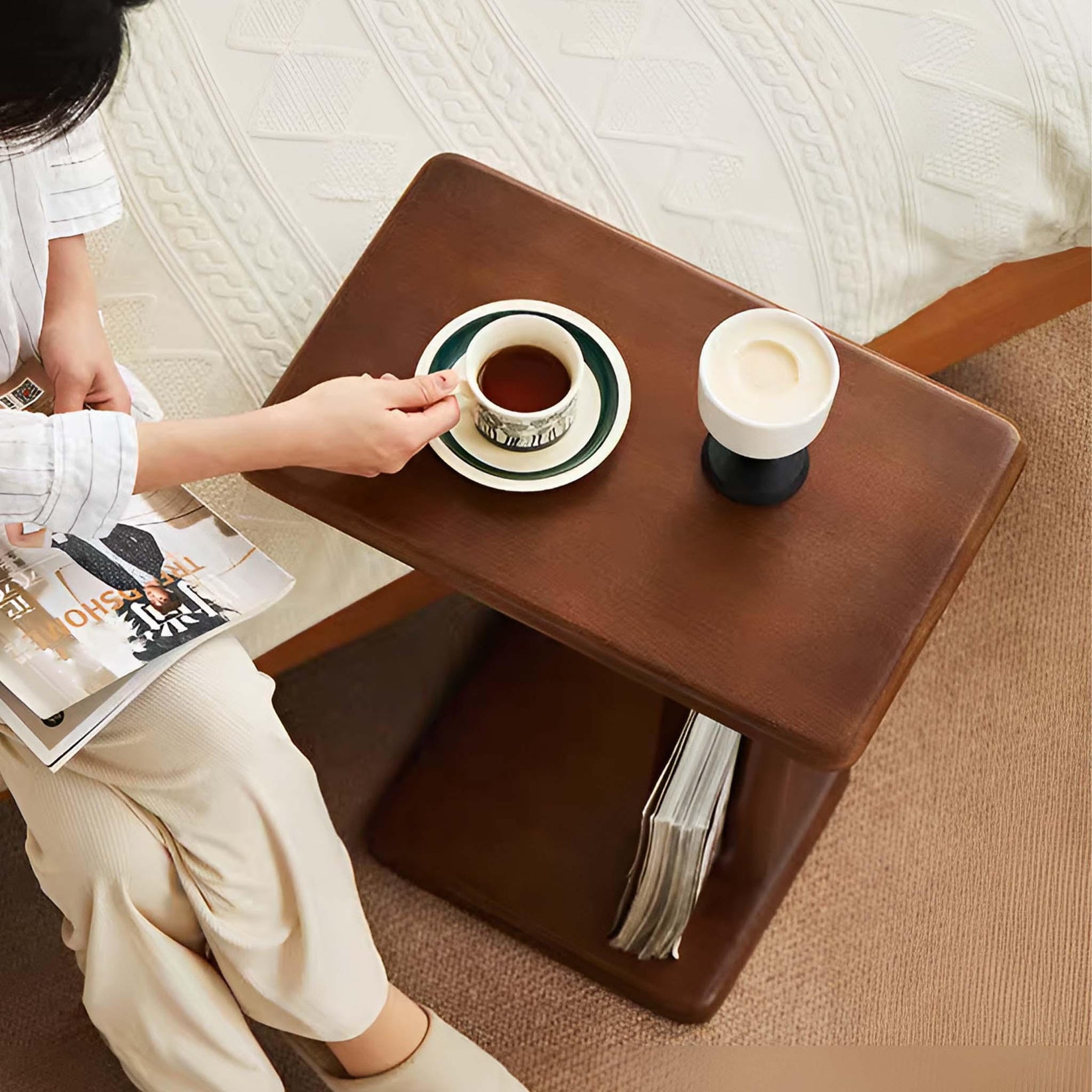 Real Wood Multi-Functional C- Table Side Table for Couch – Savor Cozy